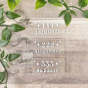 Angel Number Keychain, Rectangle Acrylic Keychain, Car Accessories - Etsy