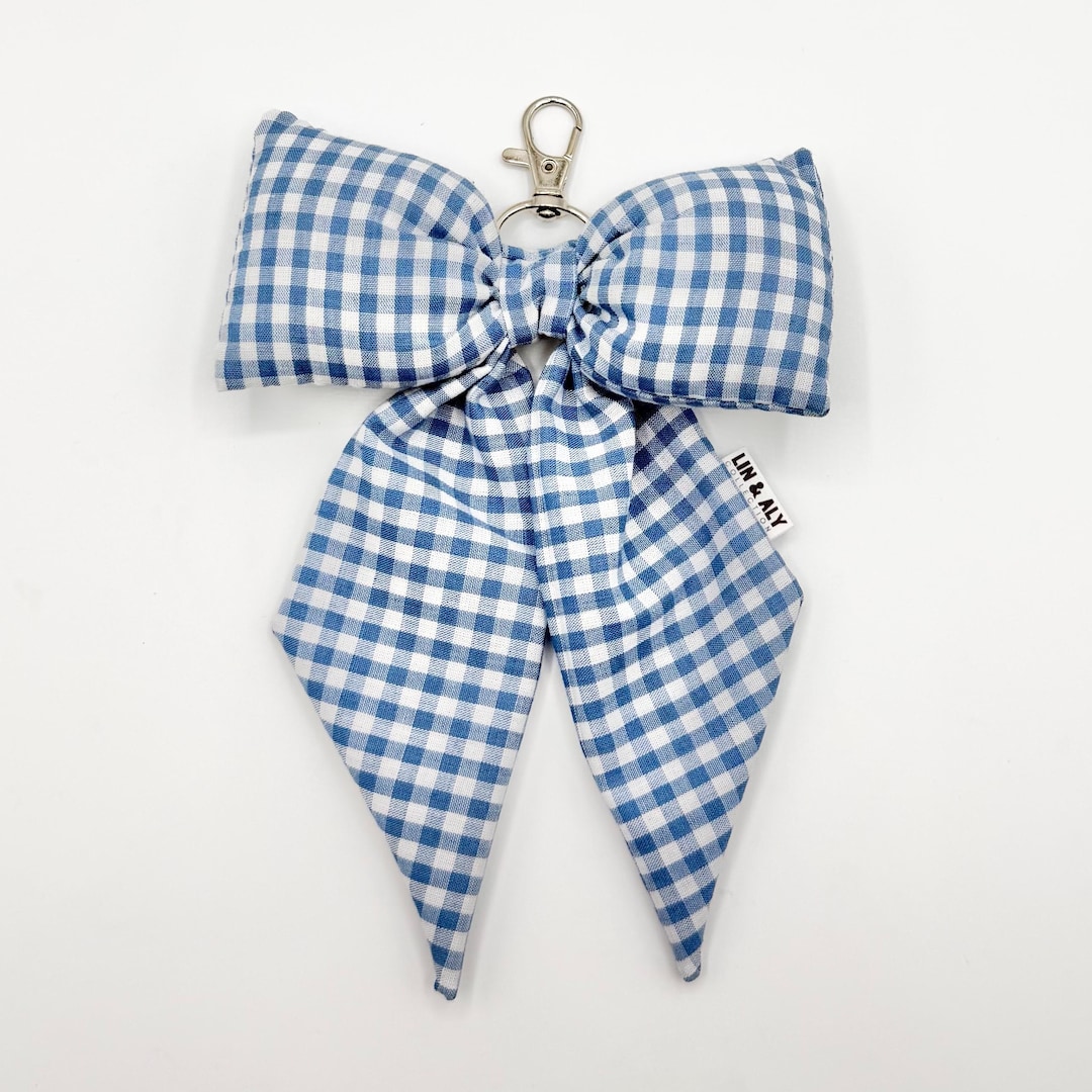 Puffy Bow Bag Charm || Blue Gingham - Etsy