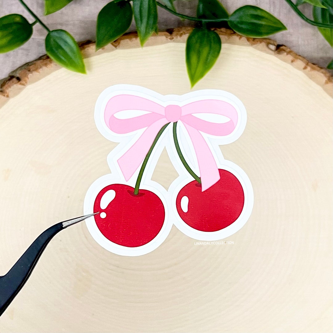 Cherry and Bow Stickers, Weatherproof Stickers - Etsy