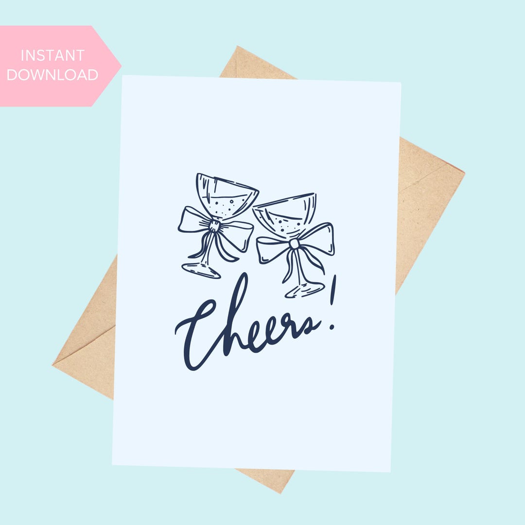 Digital Cheers Congratulations Greeting Card, Printable Greeting Card ...