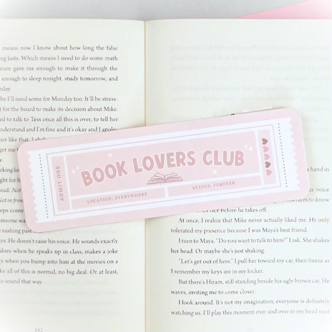 Book Lover Club Bookmark, Laminated Bookmark, Gift for Book Lovers ...