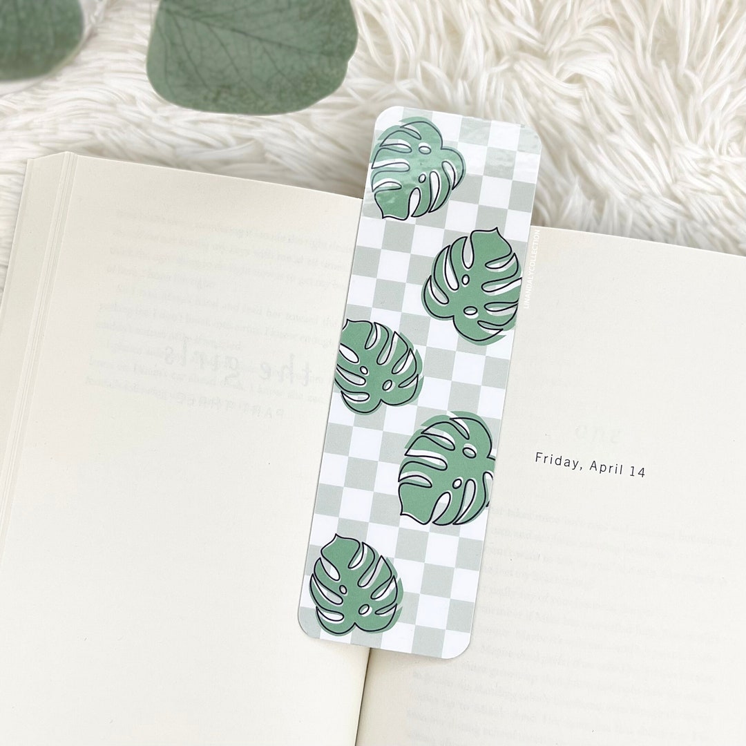 Checker Monstera Bookmark, Laminated Bookmark, Gift for Book Lovers ...