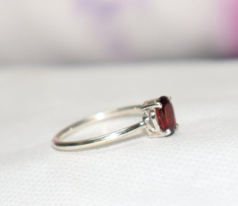 Red Garnet Ring 925 Silver Garnet Ring Garnet Prong Ring | Etsy