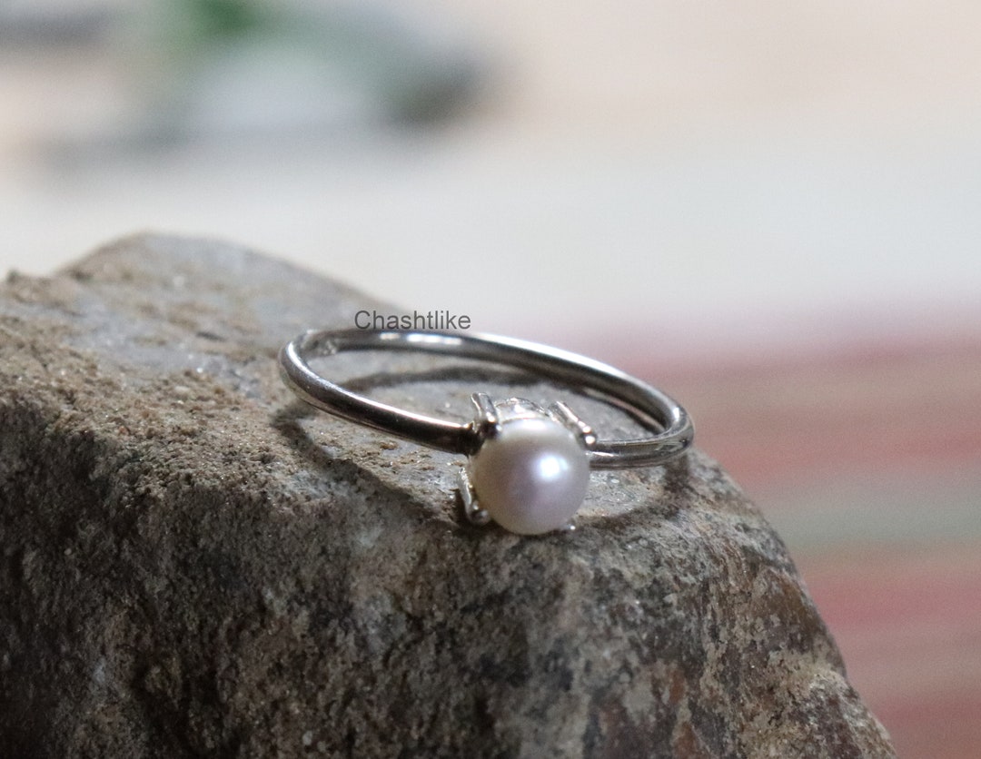Anillo de perla natural - Anillo de nácar - Anillo de perla de piedra ...