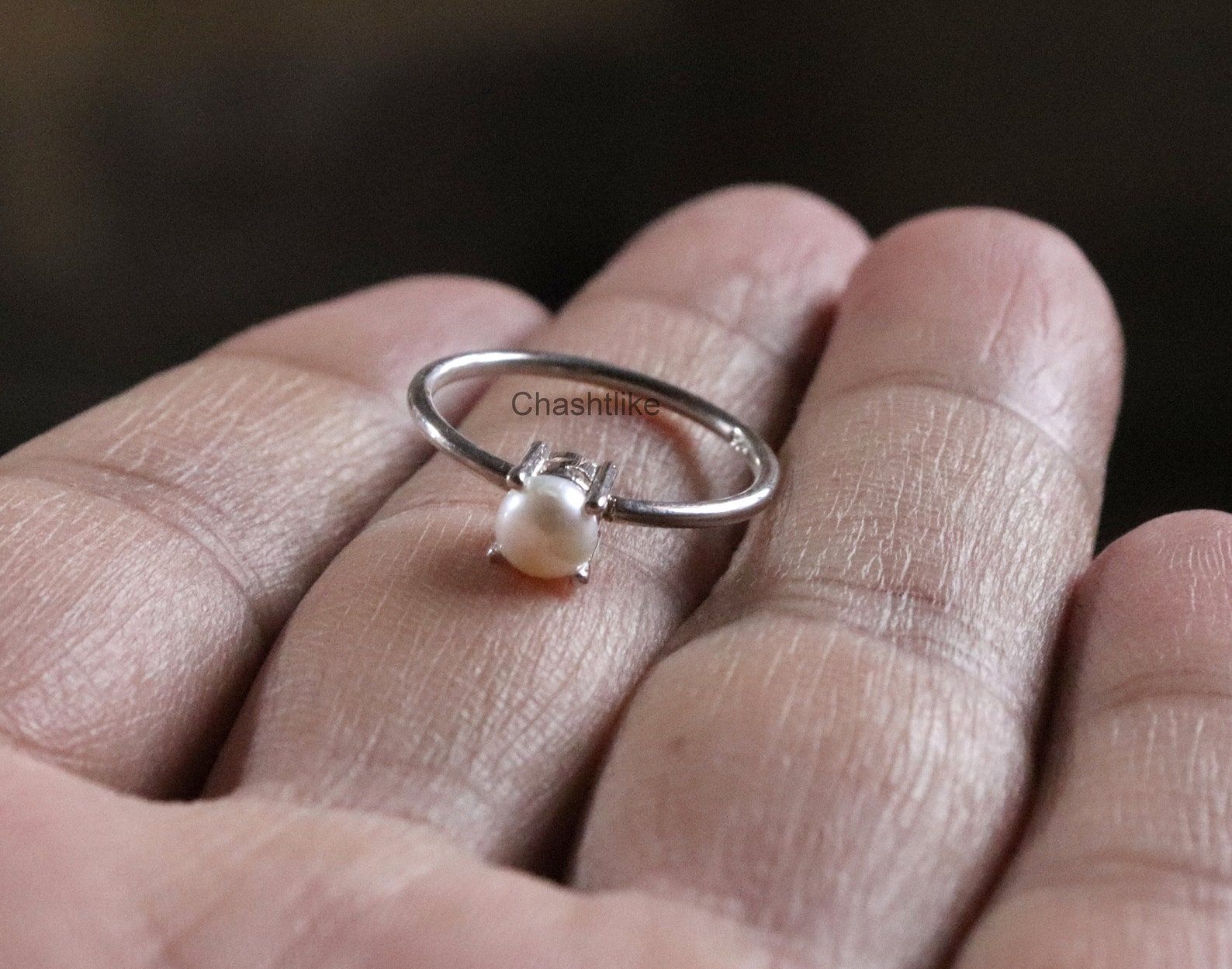 Anillo de perla natural - Anillo de nácar - Anillo de perla de piedra ...