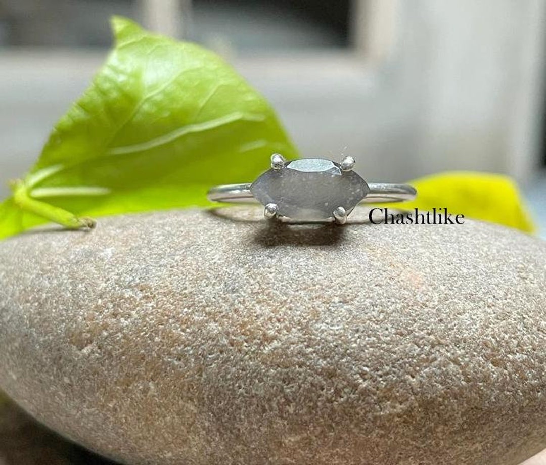 Gray Moonstone Ring - Natural Moonstone Ring - Birthstone Ring ...