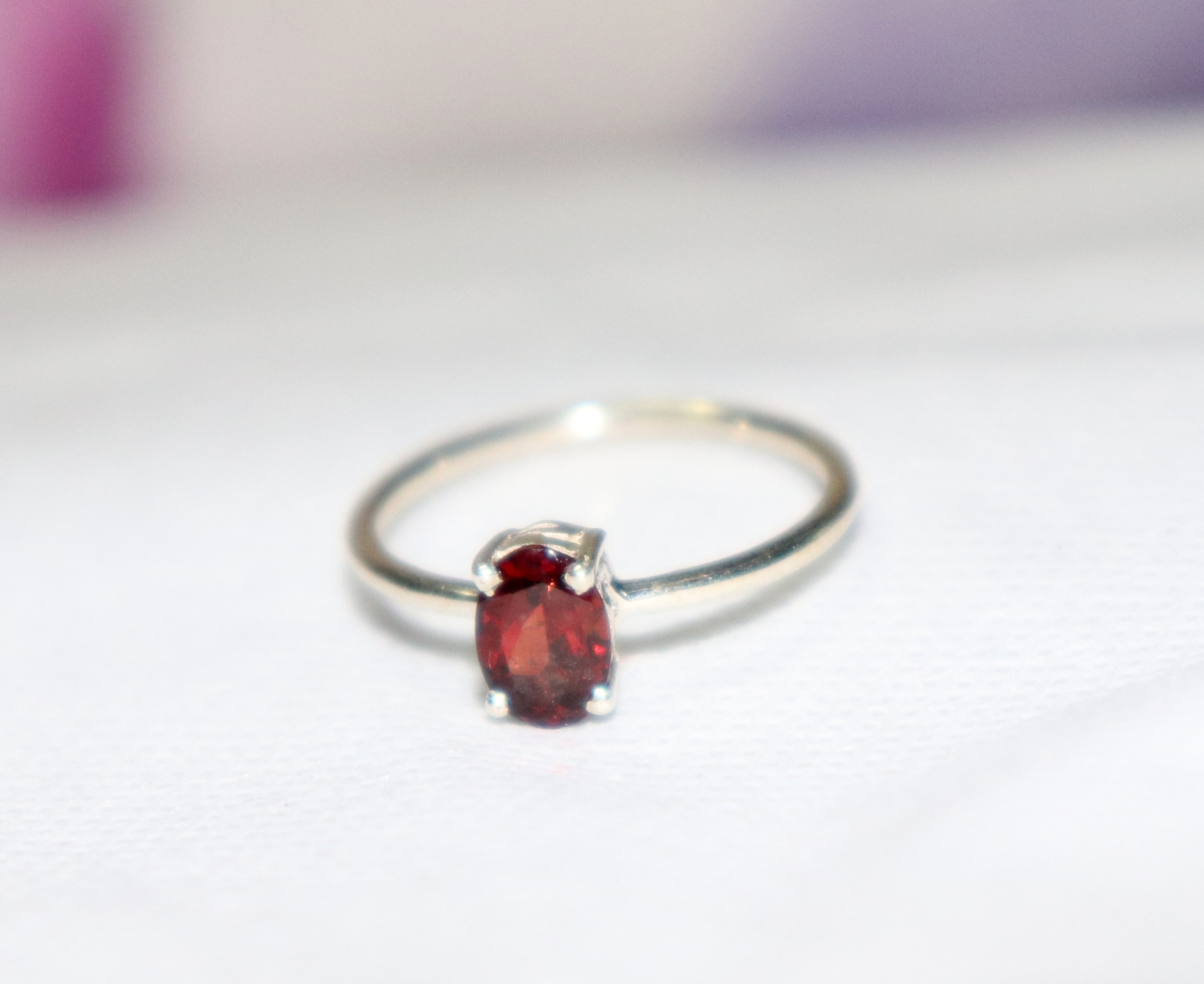 Red Garnet Ring 925 Silver Garnet Ring Garnet Prong Ring | Etsy