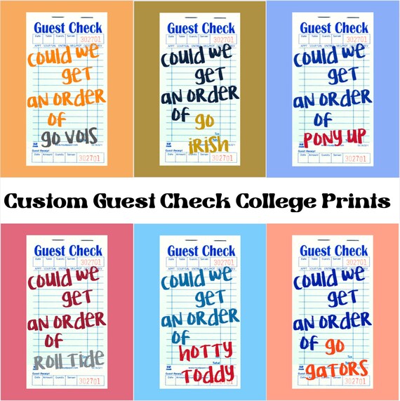 Guest Check College Prints - Etsy