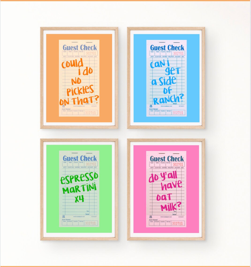 Preppy Guest Check Poster Set of 8 - Etsy
