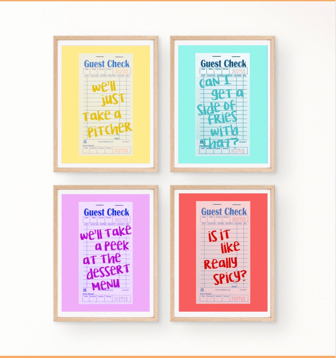 Preppy Guest Check Poster Set of 8 - Etsy