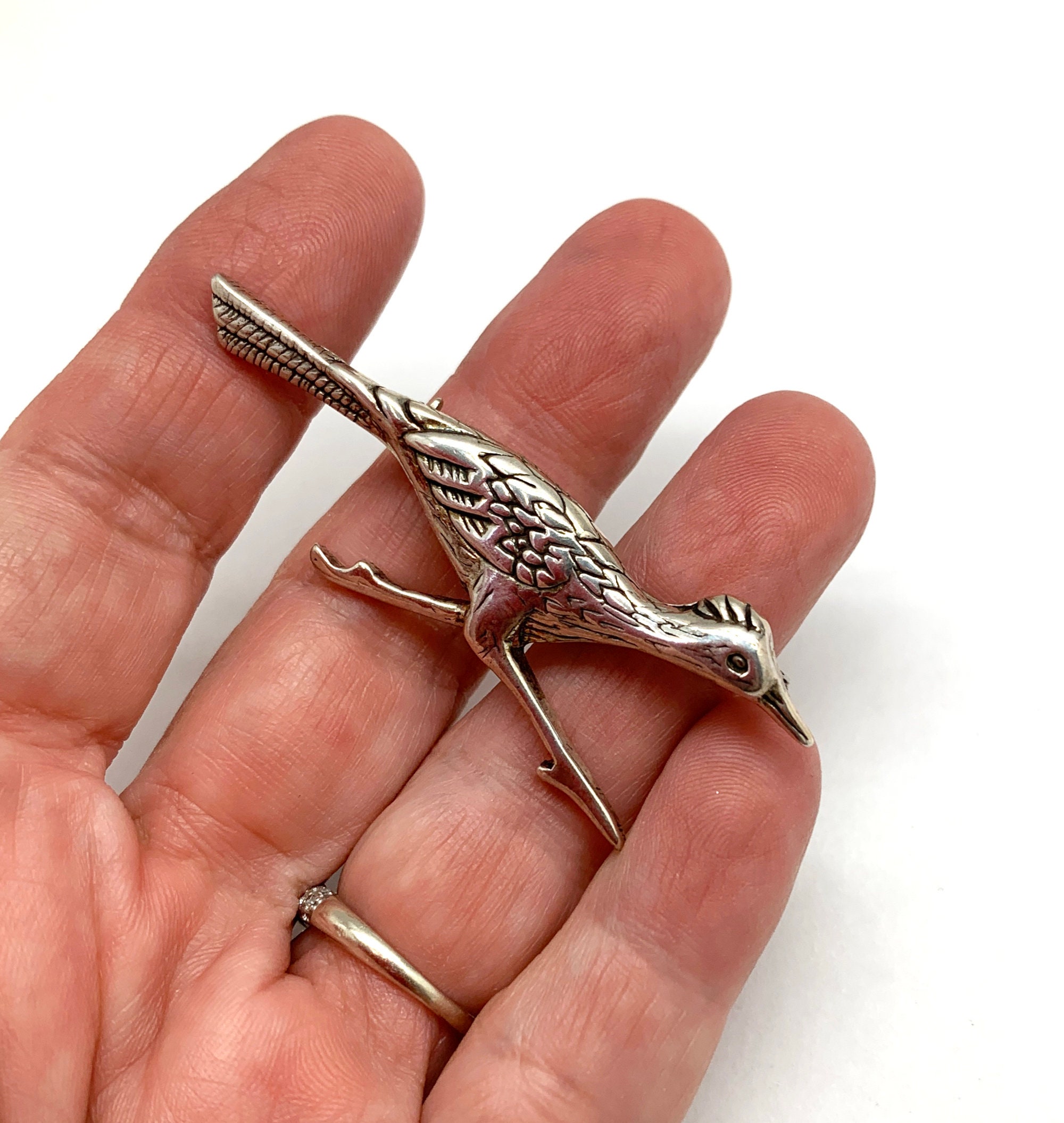 Sterling Silver Road Runner Pin Native American Jewelry _ Bird Brooch ...