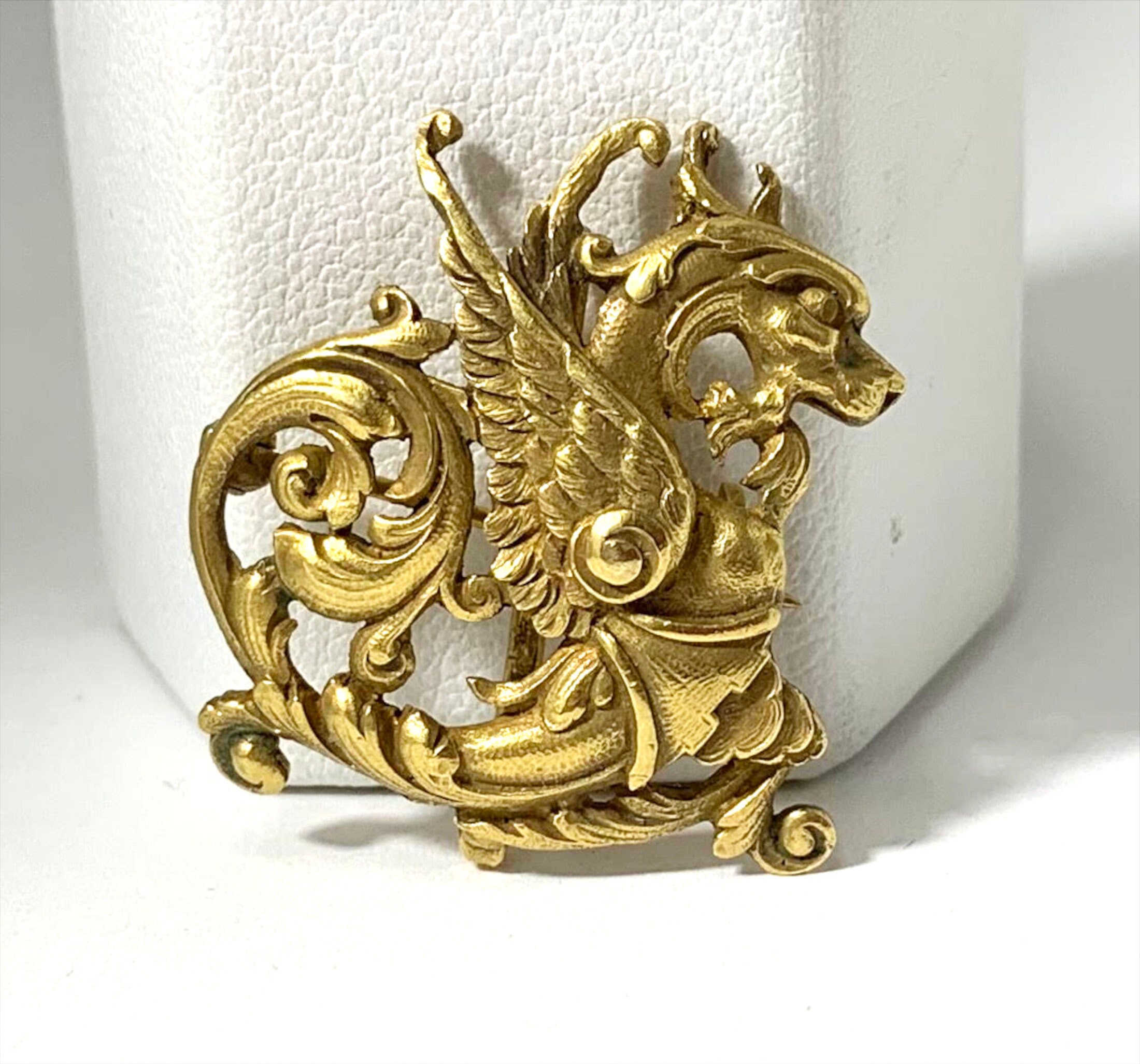 14K Yellow Gold Dragon Pin Watch Hanger Combo Fantasy Jewelry Locket ...