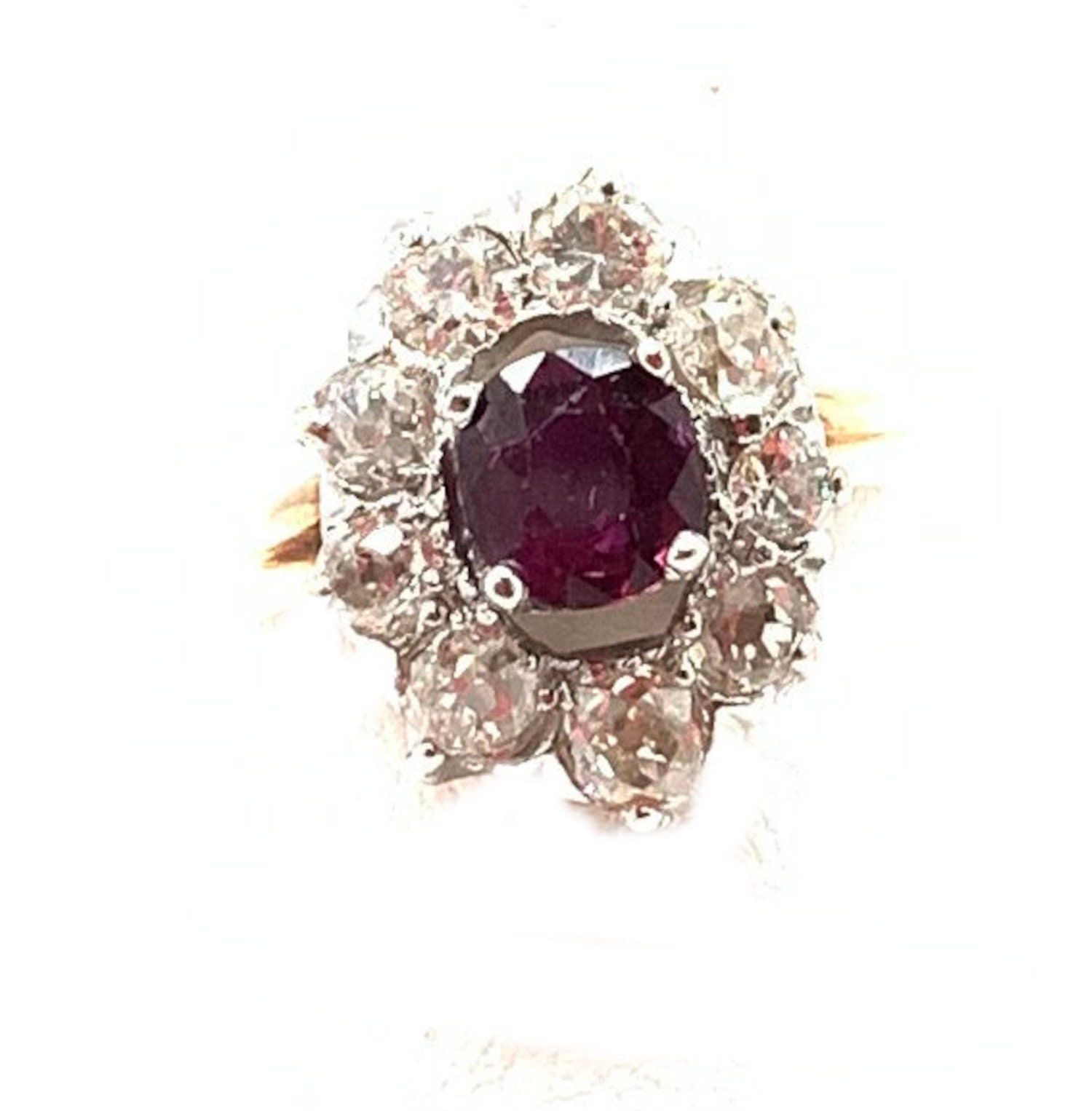 Antique Diamond and Ruby Ring in 14K Yellow Gold and Platinum Old Mine ...