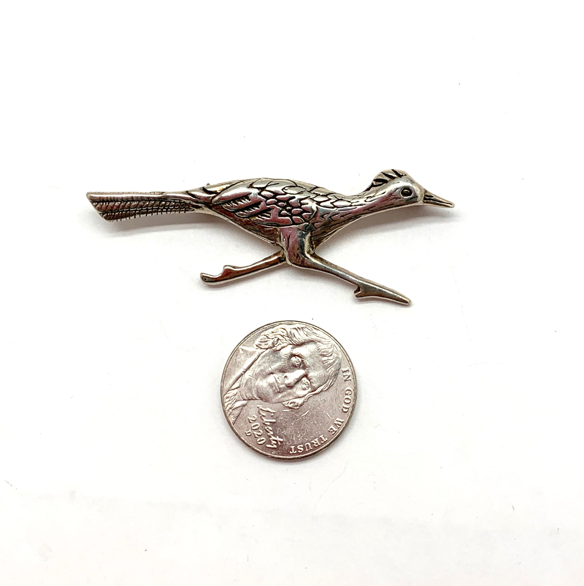 Sterling Silver Road Runner Pin Native American Jewelry _ Bird Brooch ...
