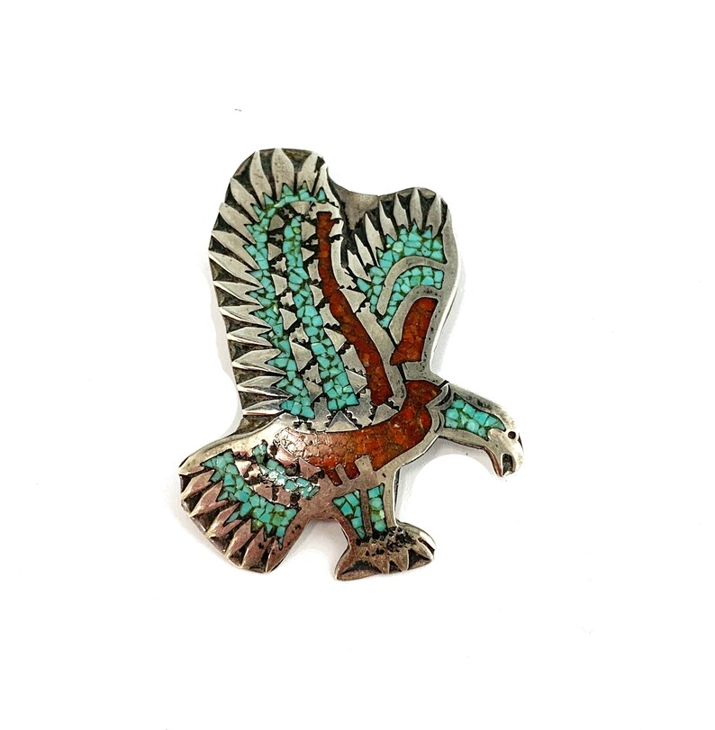 Signed William Singer Eagle Bolo With Turquoise and Coral - Etsy