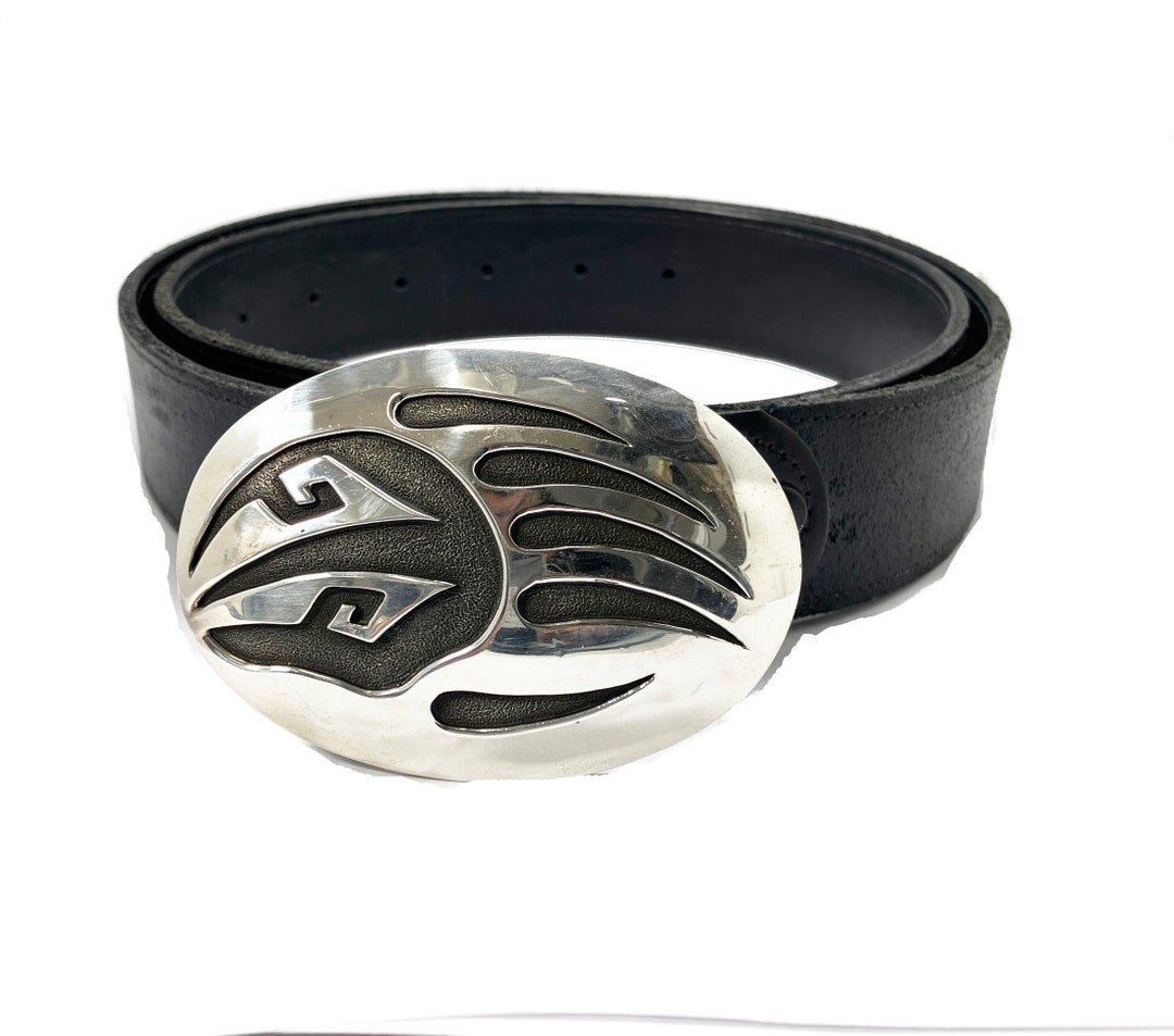 Native American Bear Belt Buckle and Belt - Signed G Nelson - American ...