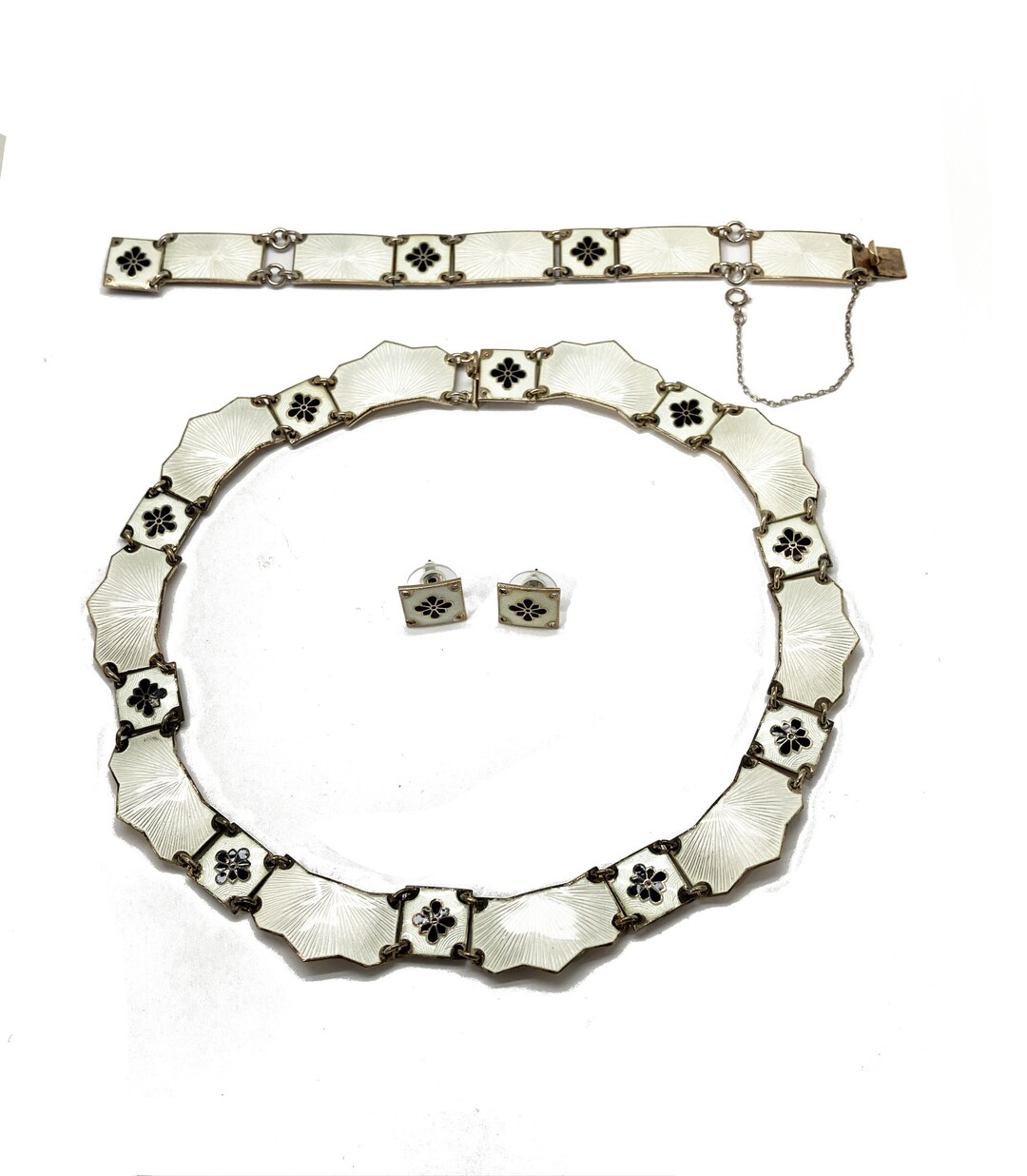 Volmer Bahner Vintage Champleve Enamel Parure Set Sterling Silver ...