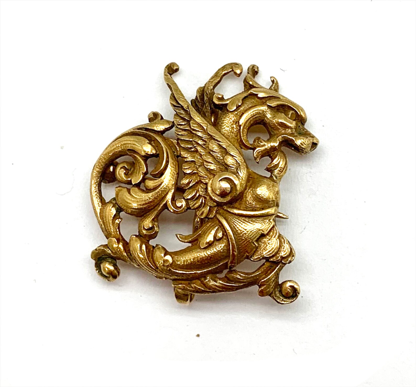 14K Yellow Gold Dragon Pin Watch Hanger Combo Fantasy Jewelry Locket ...
