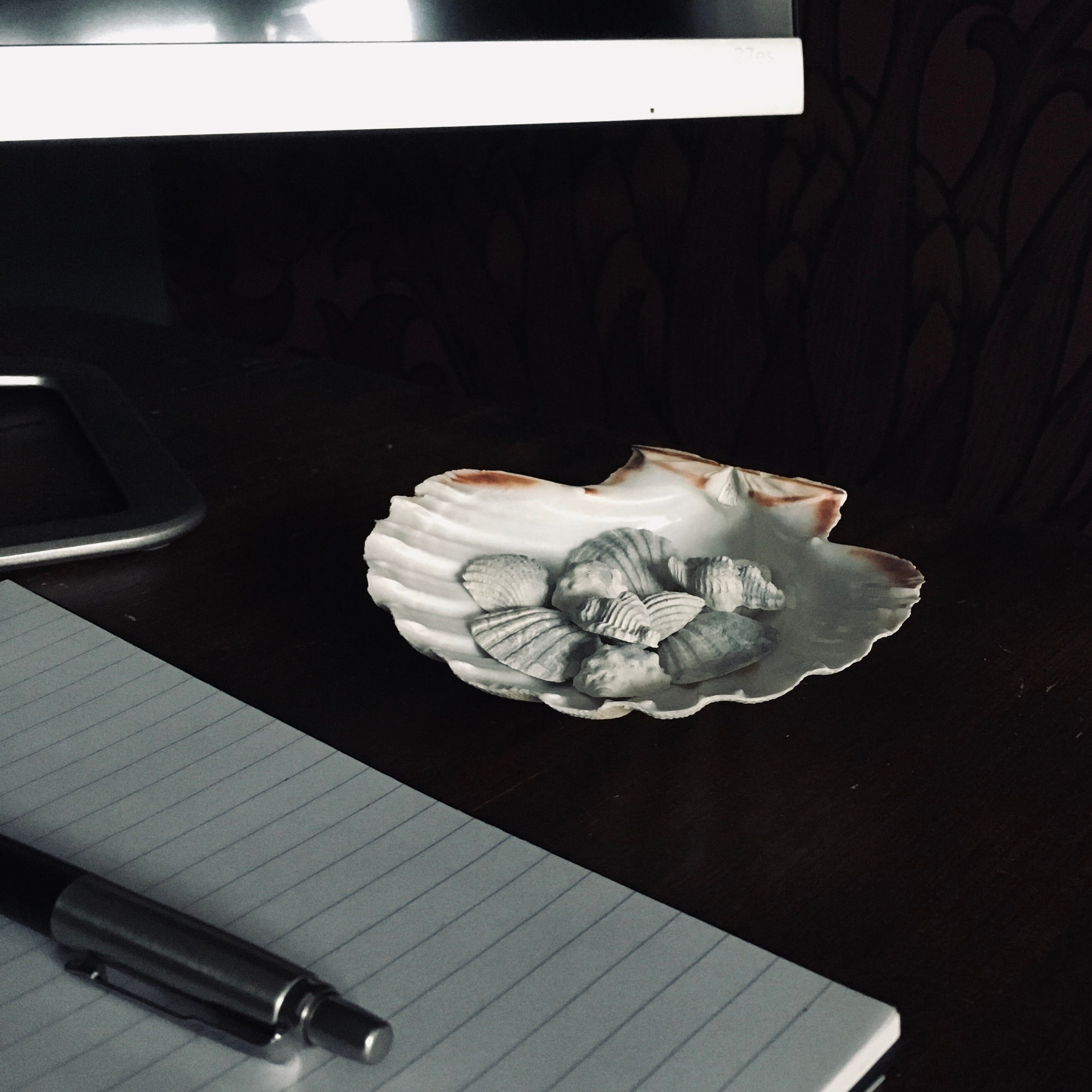 Grey & White Seashell Desk Diffuser, Earthenware Ceramic Aromatherapy ...