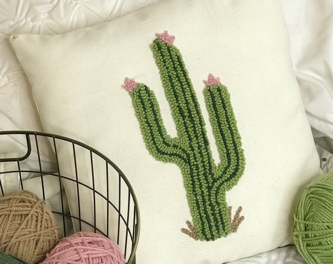 Can't Touch This Cactus Pillow/ Punch Needle Pillow/ Punch Needle ...