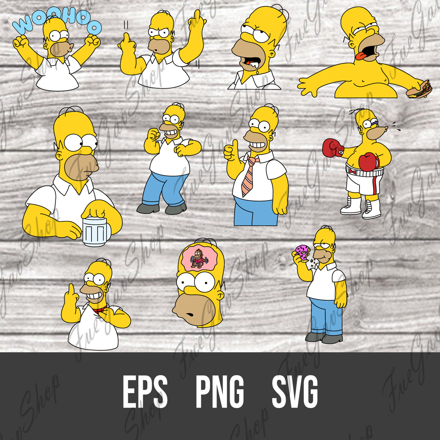 Homer Simpson The Simpsons Vector Digital File Svg Eps Etsy