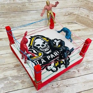 Mexican Lucha Libre Toy Wrestler Fighting Ring With 4 Luchadores Ring ...