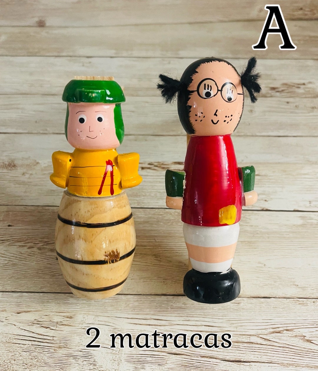 Matracas Mexicana Del Chavo Del Ocho Y Chilindrina Mexican Wooden ...