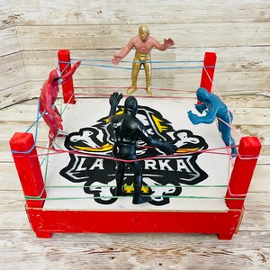 Mexican Lucha Libre Toy Wrestler Fighting Ring With 4 Luchadores Ring ...