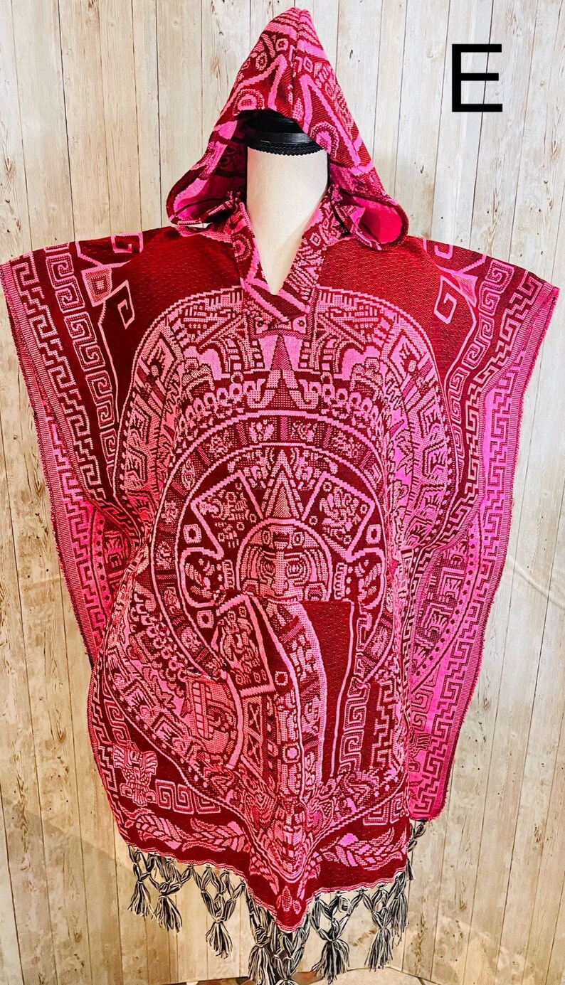 Poncho Gavan Mexicano Calendario Azteca Con Gorra Mexican - Etsy