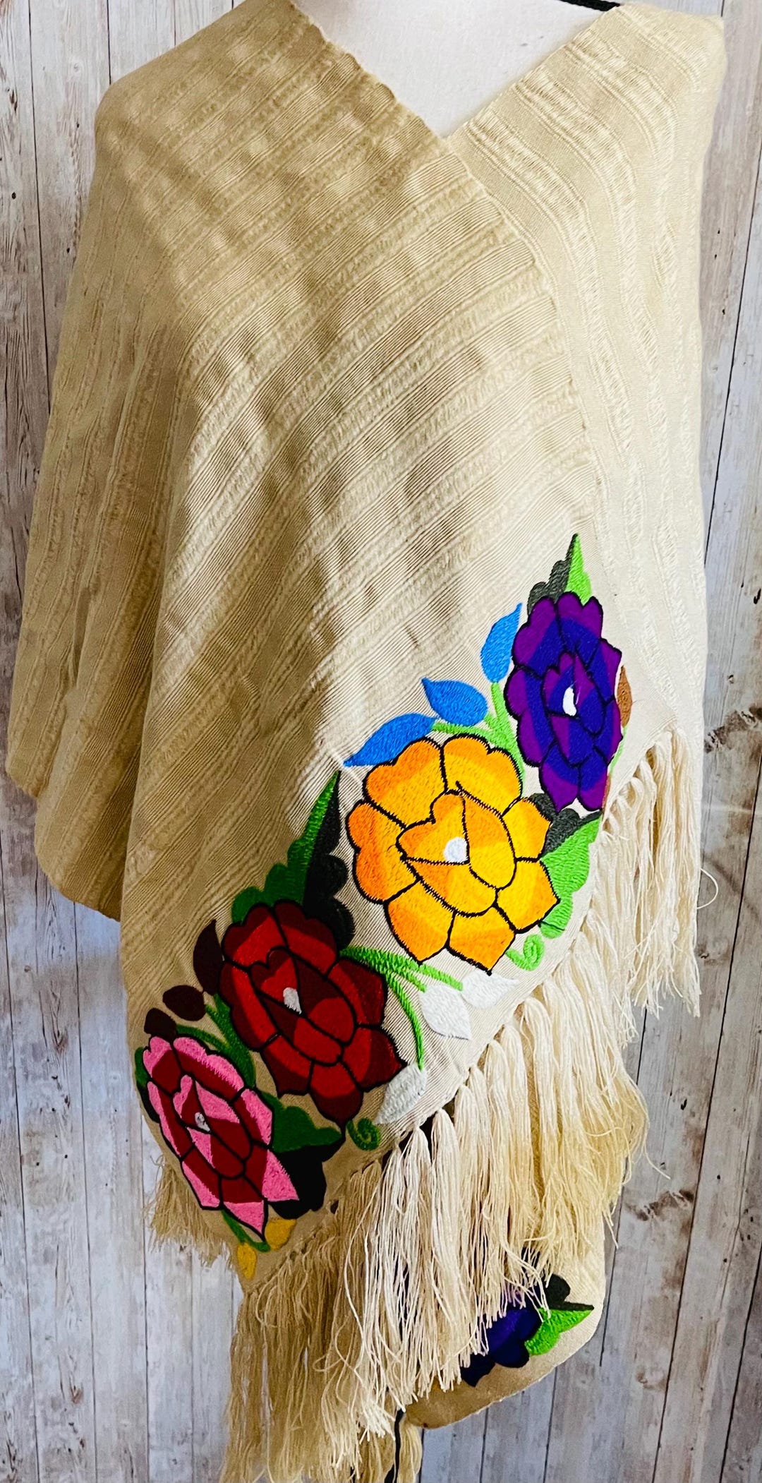 Mexican Embroidered Shawl Wrap Cover Reboso Mexicano Bordado En Telar ...