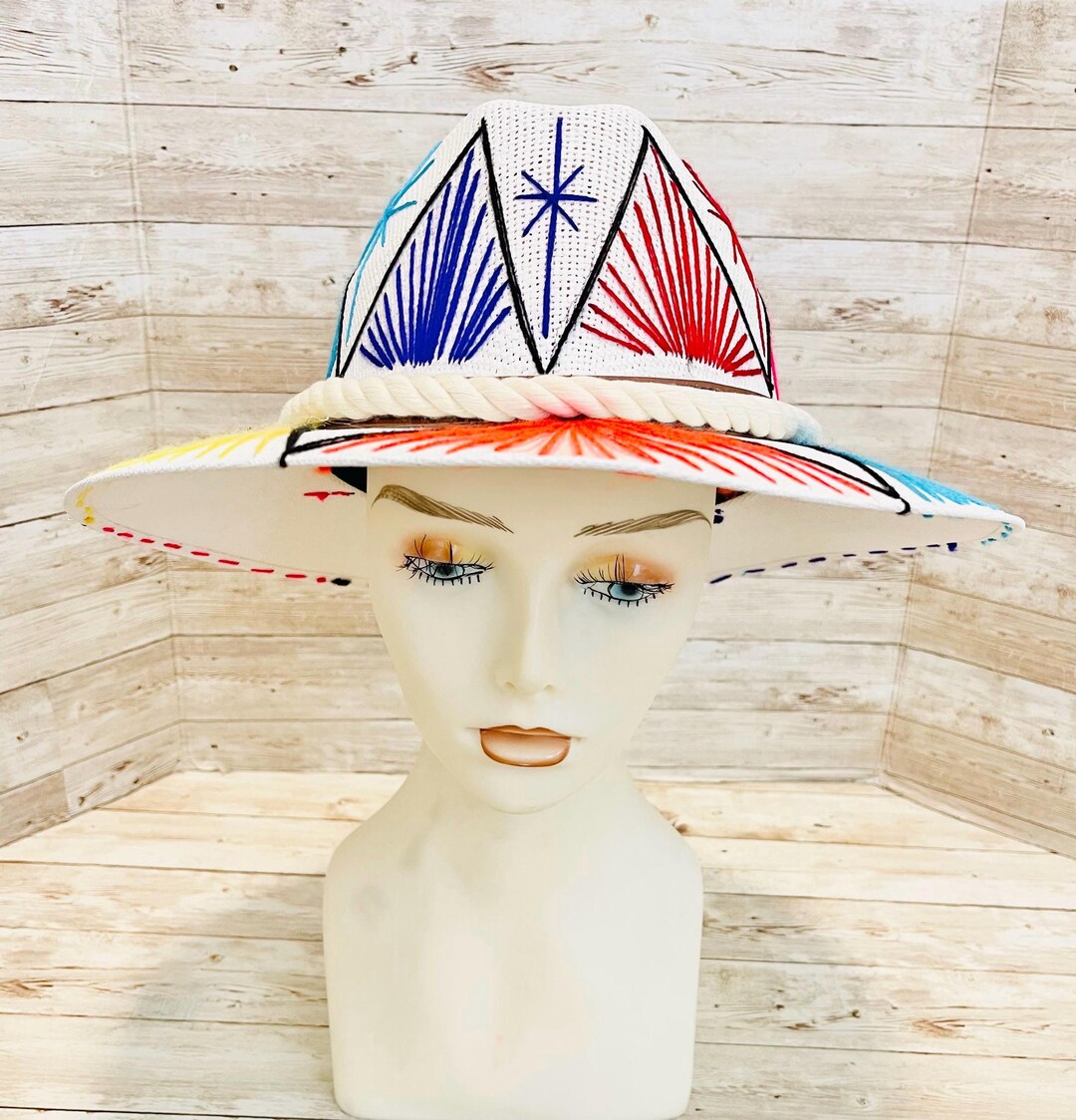 Mexican Embroidered Hat Size Large Sombrero Mexicano Bordado De Lona by ...