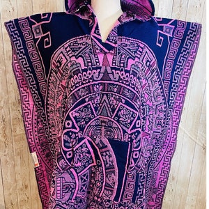 Poncho Gavan Mexicano Calendario Azteca Con Gorra Mexican - Etsy