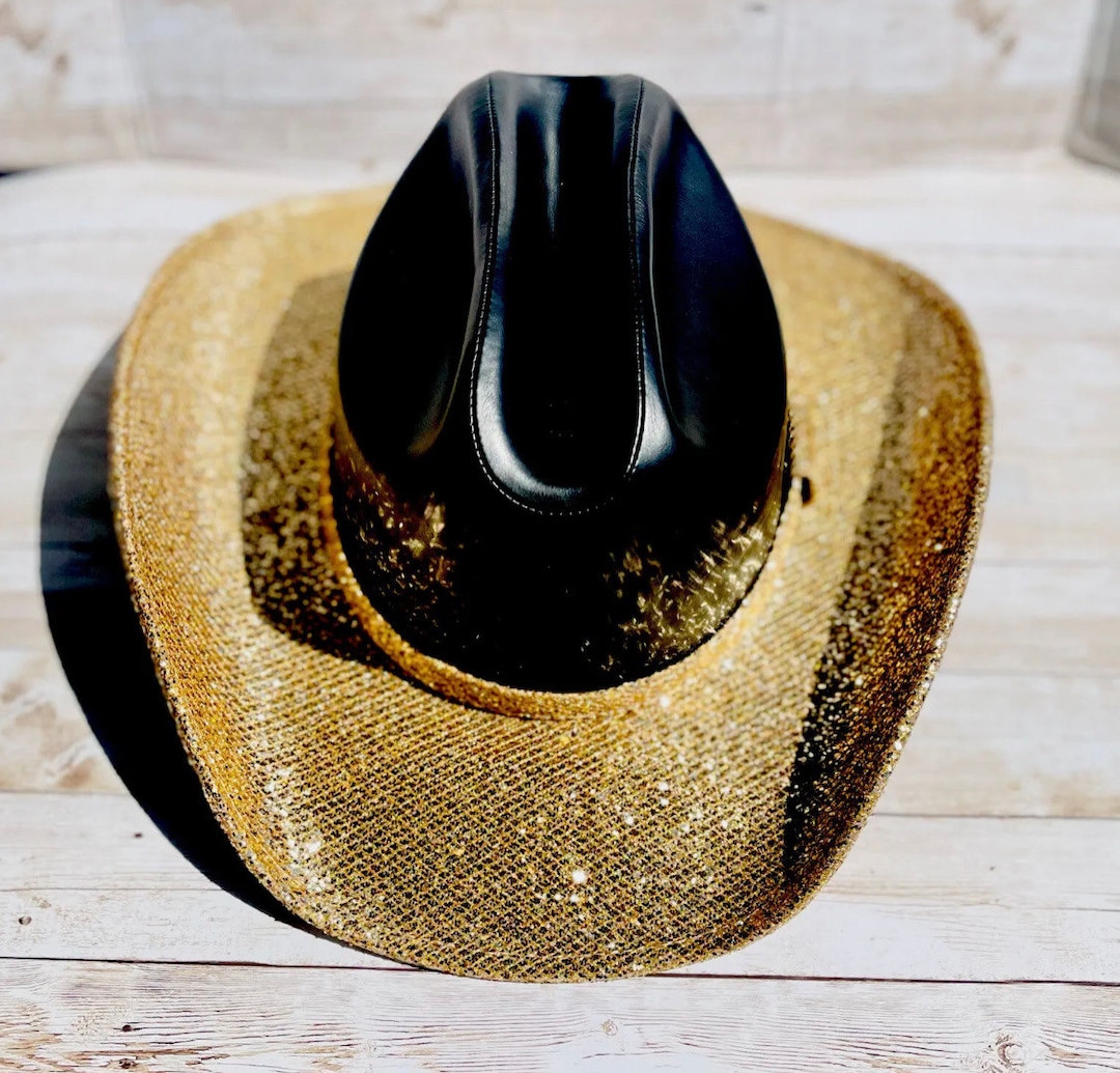 Bling Black and Gold Brim COWBOY Hat Sombrero Vaquero Negro - Etsy