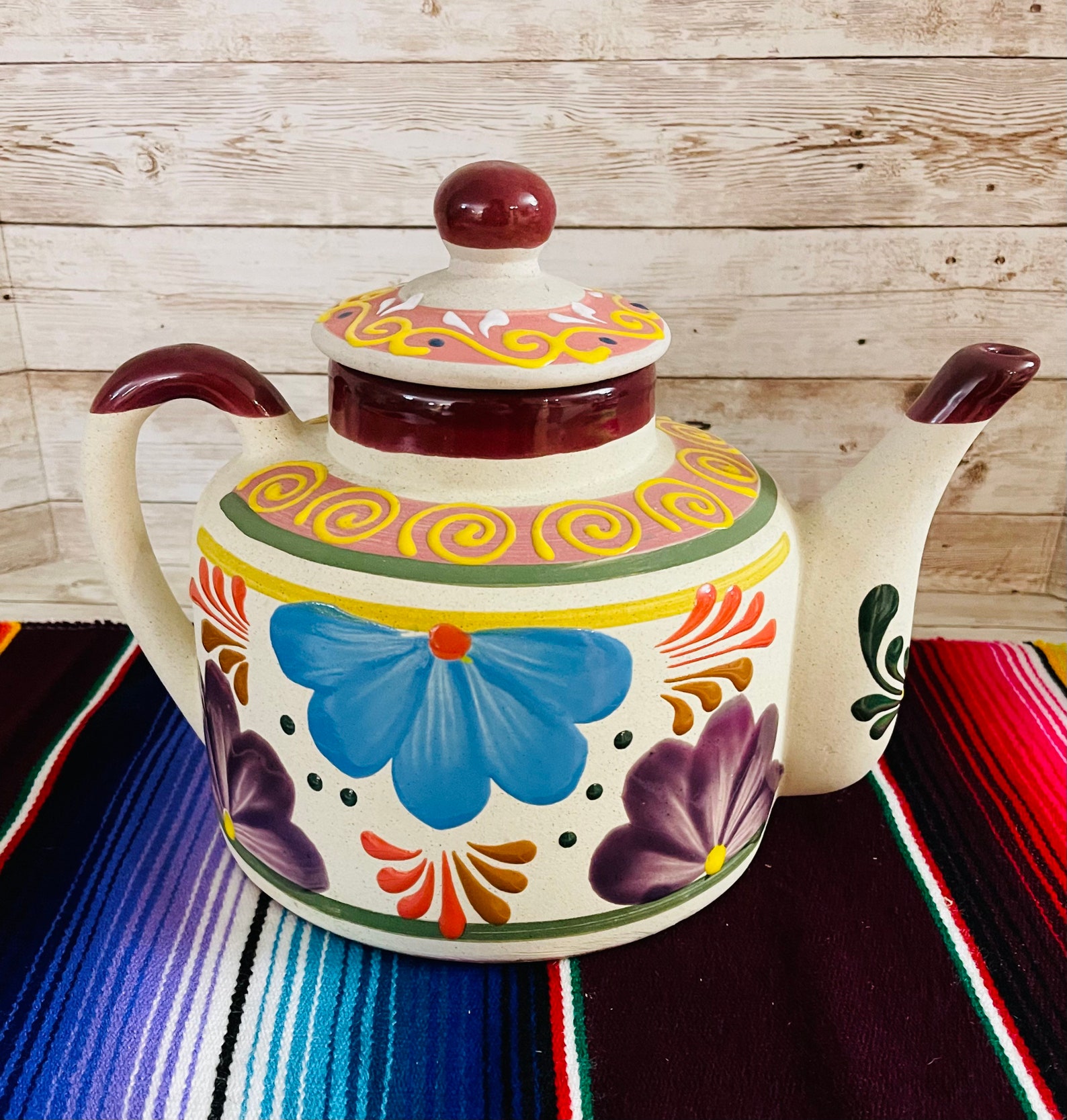 Terra Cotta Mexican Art Pottery Coffeetea Pot Jarra Lechera - Etsy