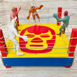 Mexican Lucha Libre Toy Wrestler Fighting Ring With 4 Luchadores Ring ...