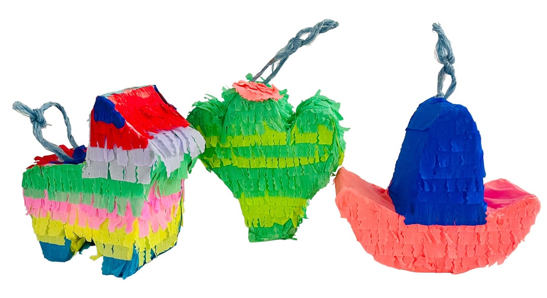 3 Mexican Piñatas Cactus Donkey & Sombrero 3 Piñatas Mexicanas Nopal ...