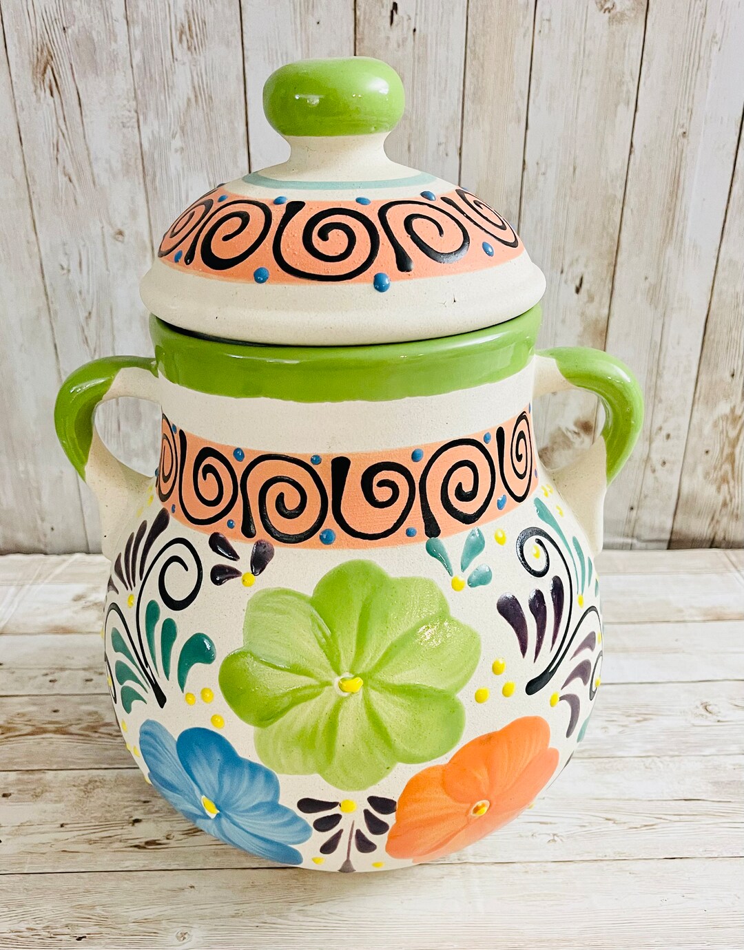 Olla De Barro Frijolera Con Tapa Terra Cota Pot With Lid Fits up to 128 ...