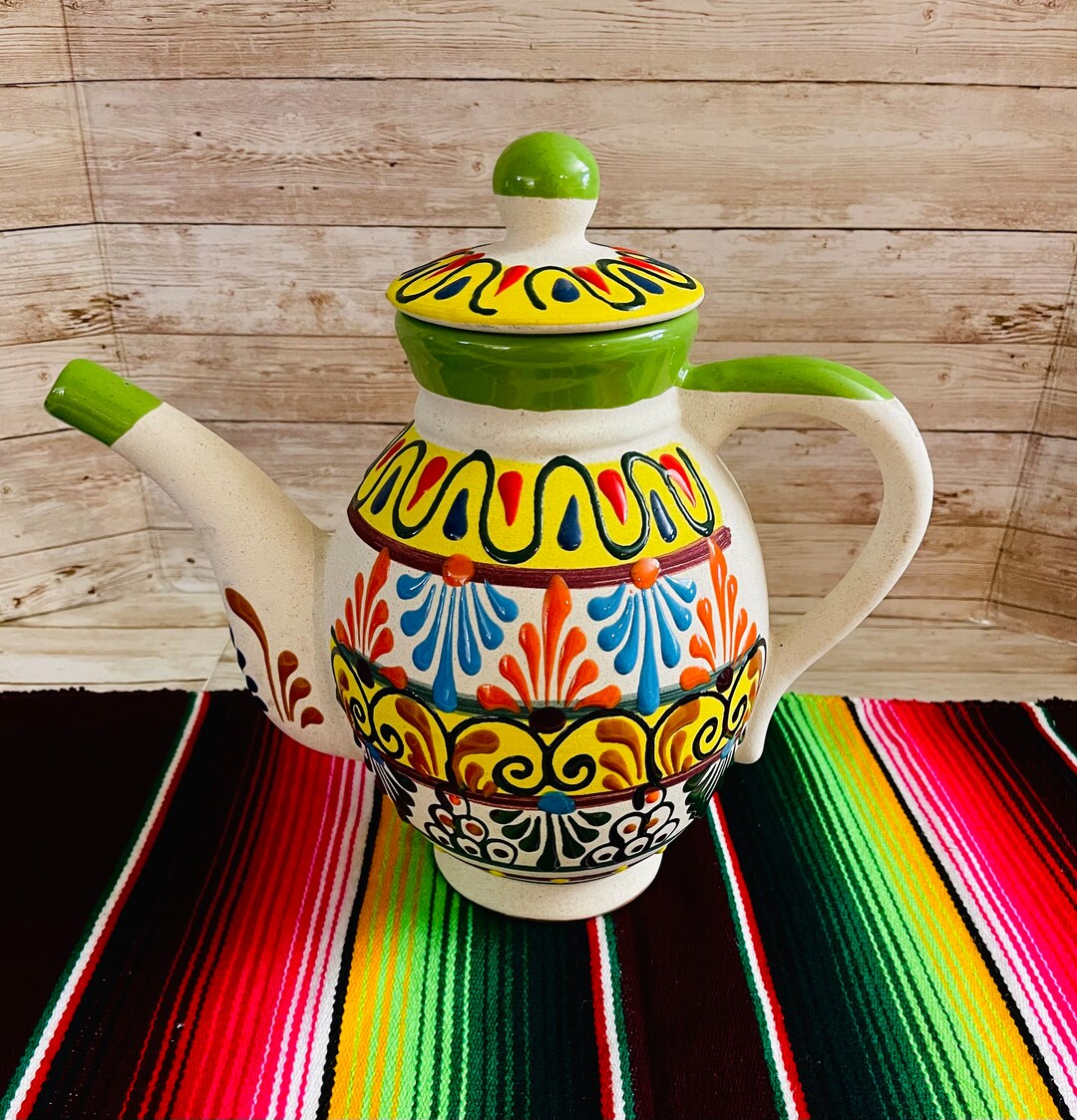 Terra Cotta Mexican Art Pottery Coffeetea Pot Jarra Lechera Cafetera ...