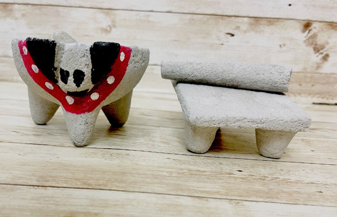 Mini Mexican Pig Molcajete/tejolote & Metate Molcajete Mini De ...