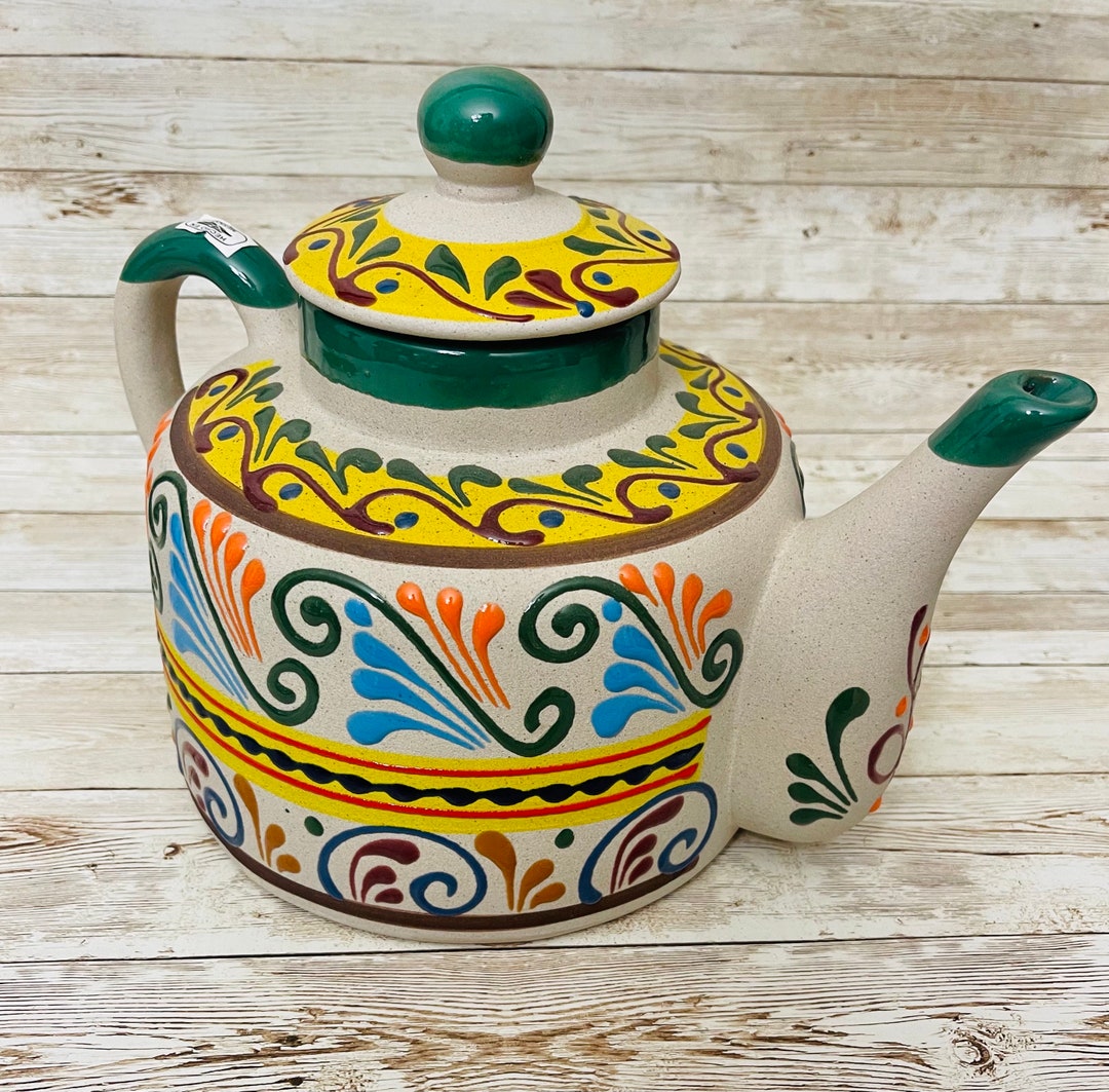 Terra Cotta Mexican Art Pottery Coffeetea Pot Jarra Lechera Cafetera ...