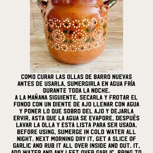 1 Liter Terra Cota Clay Pot for Beans Soups Olla Tonala De Barro Para ...