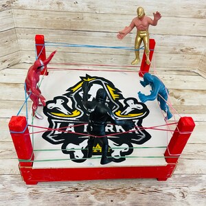 Mexican Lucha Libre Toy Wrestler Fighting Ring With 4 Luchadores Ring ...