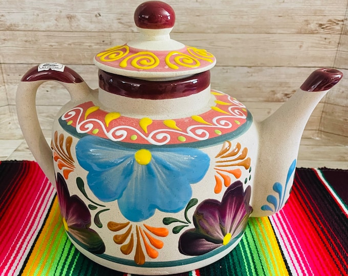 Terra Cotta Mexican Art Pottery Coffeetea Pot Jarra Lechera Cafetera ...