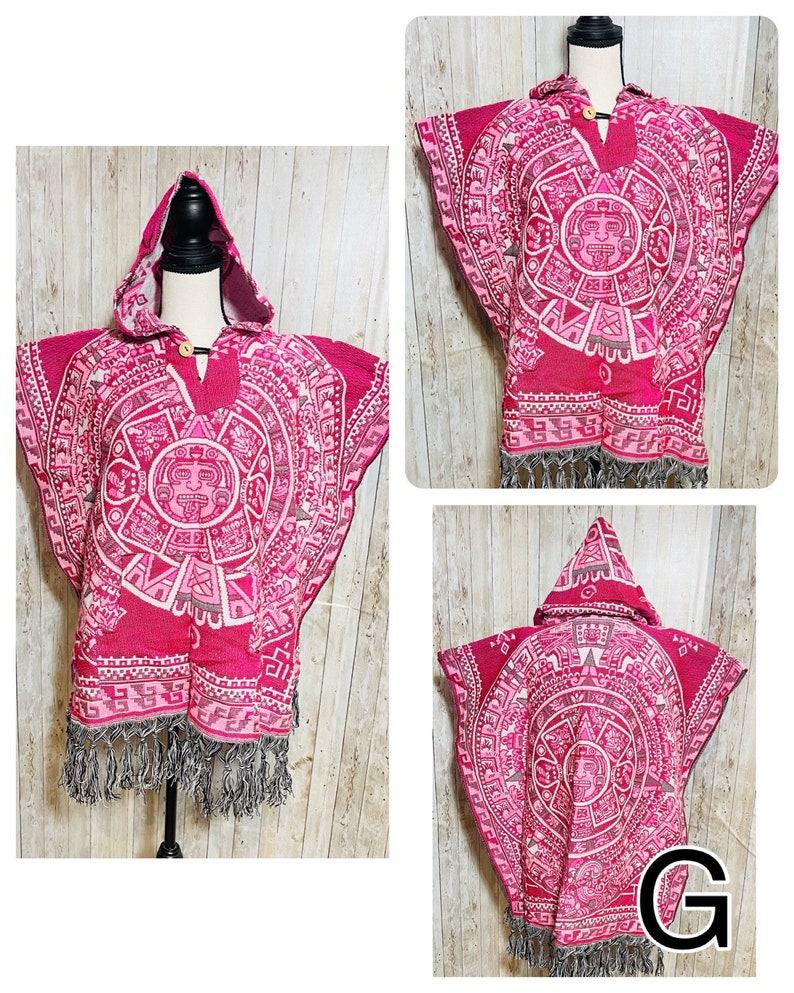 Poncho Gavan Mexicano Calendario Azteca Con Gorra Mexican - Etsy