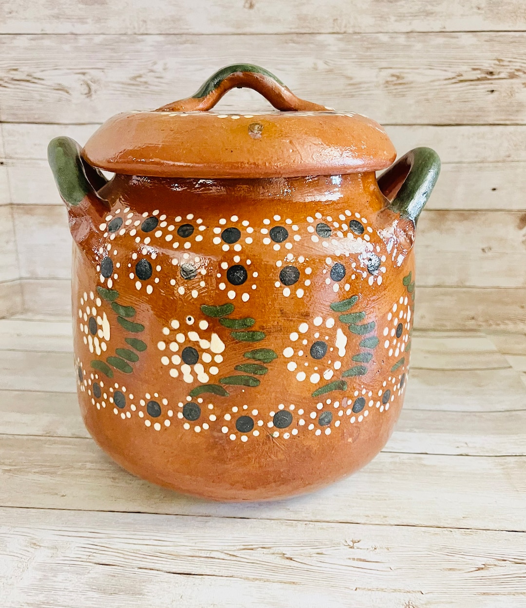 Olla De Barro Decorada Con Tapa Small Terra Cota Clay Pot - Etsy