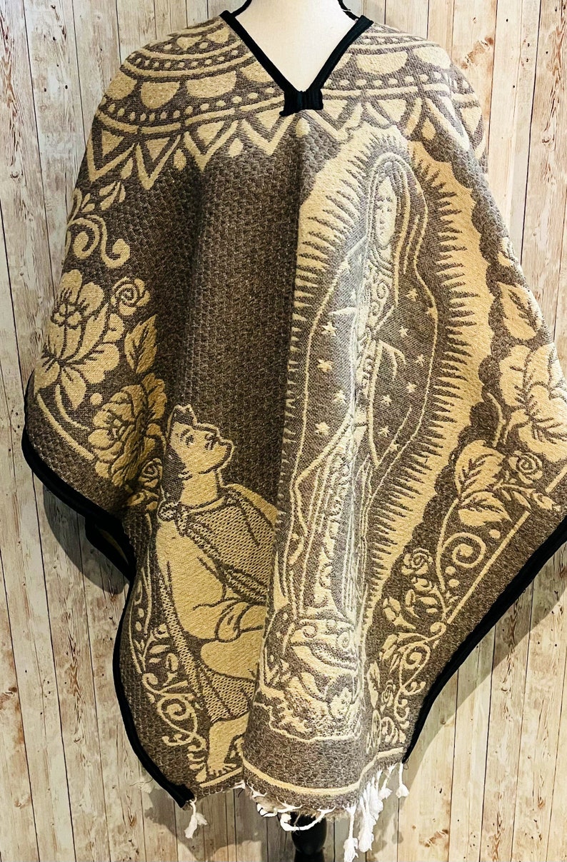 Virgin Mary Mexican Wool Poncho Poncho Gavan De La Virgen - Etsy