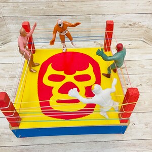 Mexican Lucha Libre Toy Wrestler Fighting Ring With 4 Luchadores Ring ...