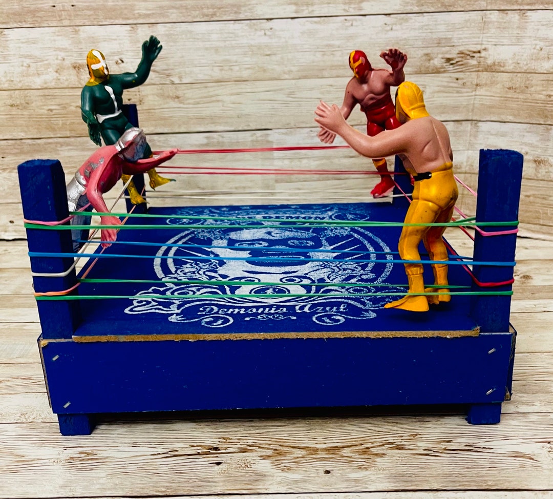 Mexican Lucha Libre Toy Wrestler Fighting Ring With 4 Luchadores Ring ...