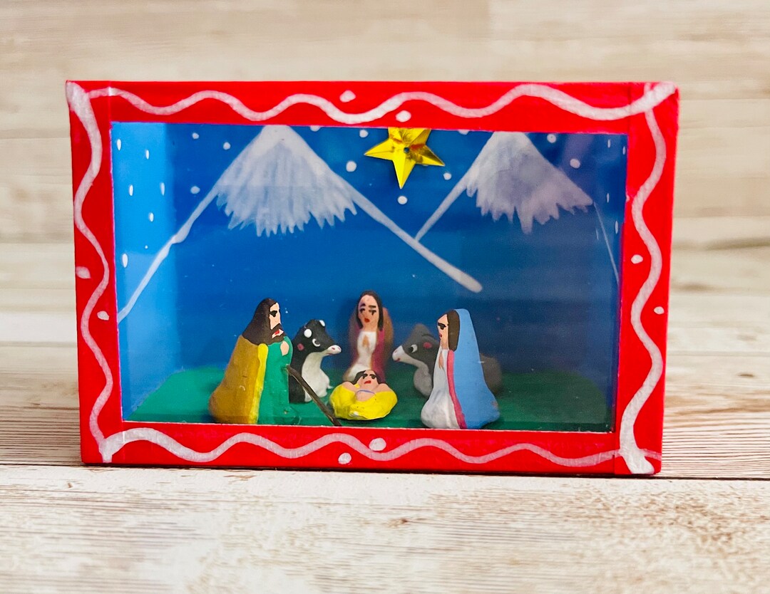 Nicho Mexicano De Nacimiento Con Vitrina Mexican Nativity Scene Shadow ...