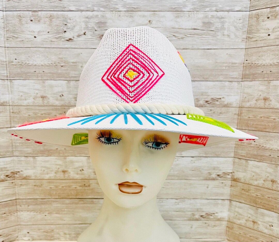 Mexican Embroidered Hat Size Large Sombrero Mexicano Bordado De Lona by ...